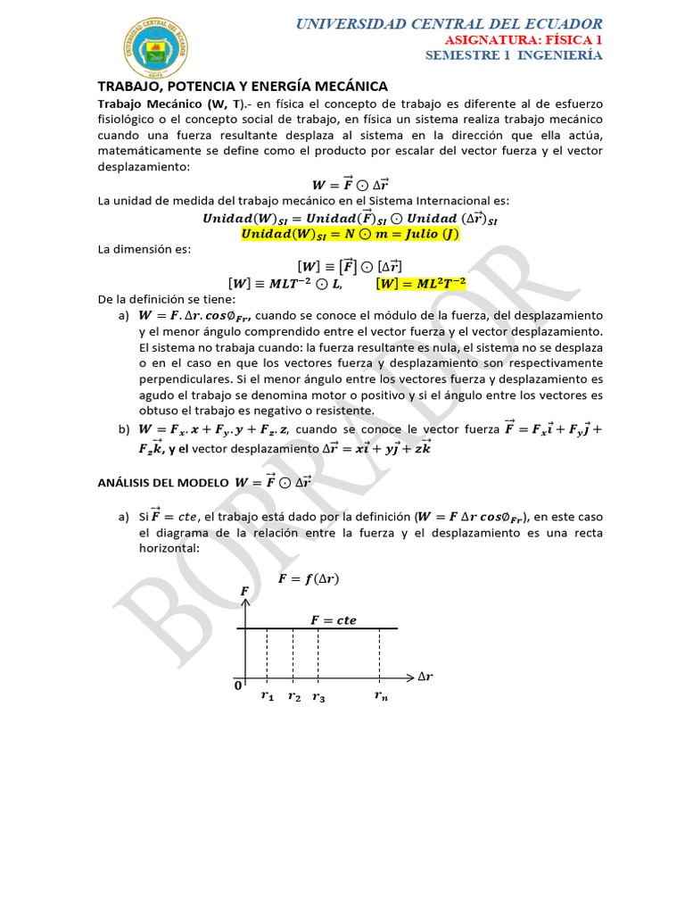 Trabajo Potencia y Energía | PDF | Vector Euclidiano | Fuerza