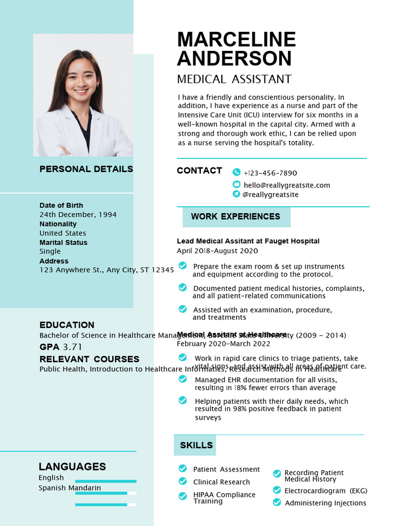 CV Template For Any Type of Job | PDF | Patient | Health Care