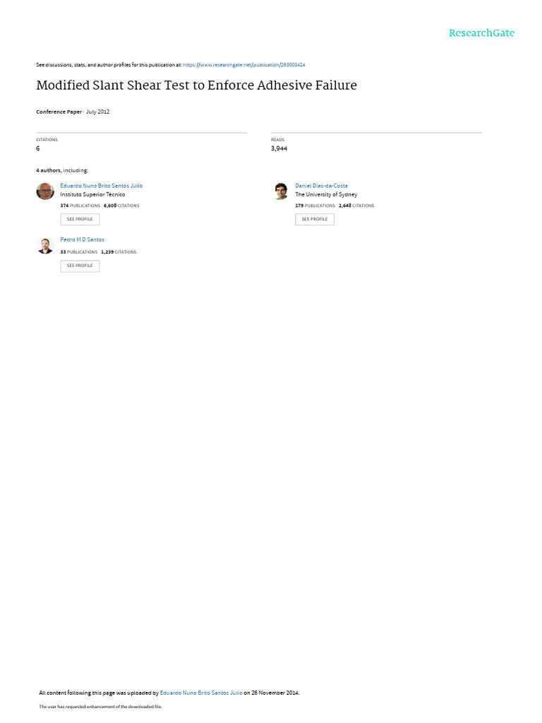 2012 - Modified Slant Shear Test To Enforce Adhesive Failure | PDF ...