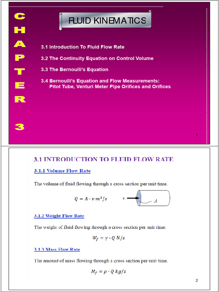 Chapter 3 - Fluid Kinematics | PDF | Fluid Dynamics | Flow Measurement