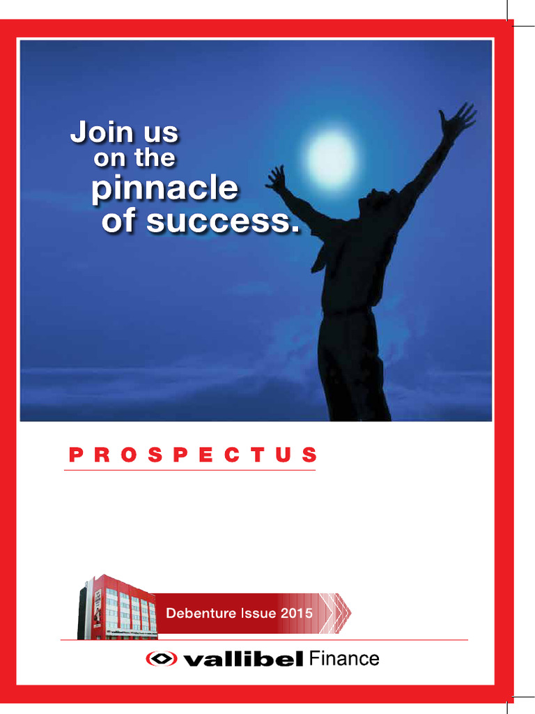 Vallibel Finance PLC - Debenture Issue 2015 PROSPECTUS | PDF | Financial Risk | Interest