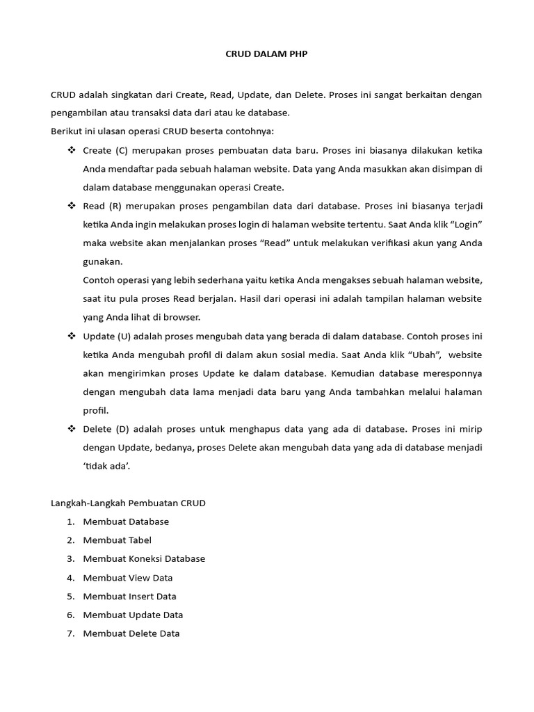 Crud Dalam PHP | PDF