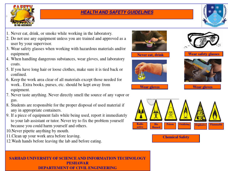 Lab Safety Guidelines - To Be Printed On A1 Size Panaflex and Framed ...