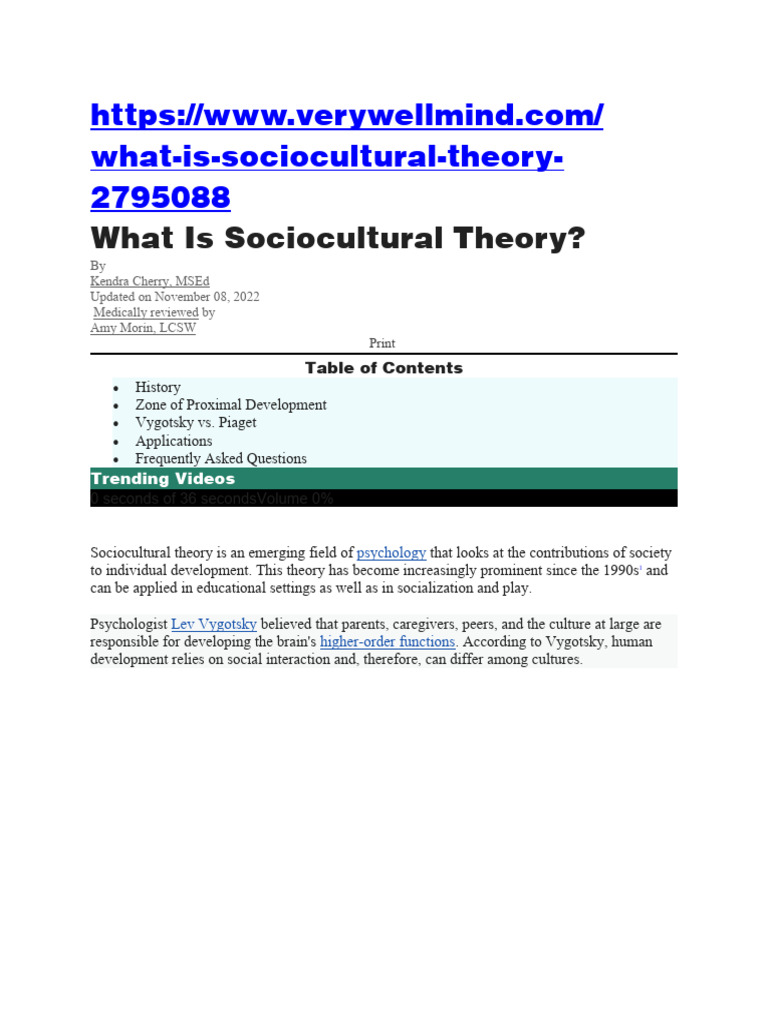 Sociocultural Theory | PDF | Cognitive Development | Developmental ...