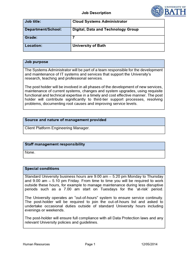 Coud Systems Administrator JD | PDF | Business