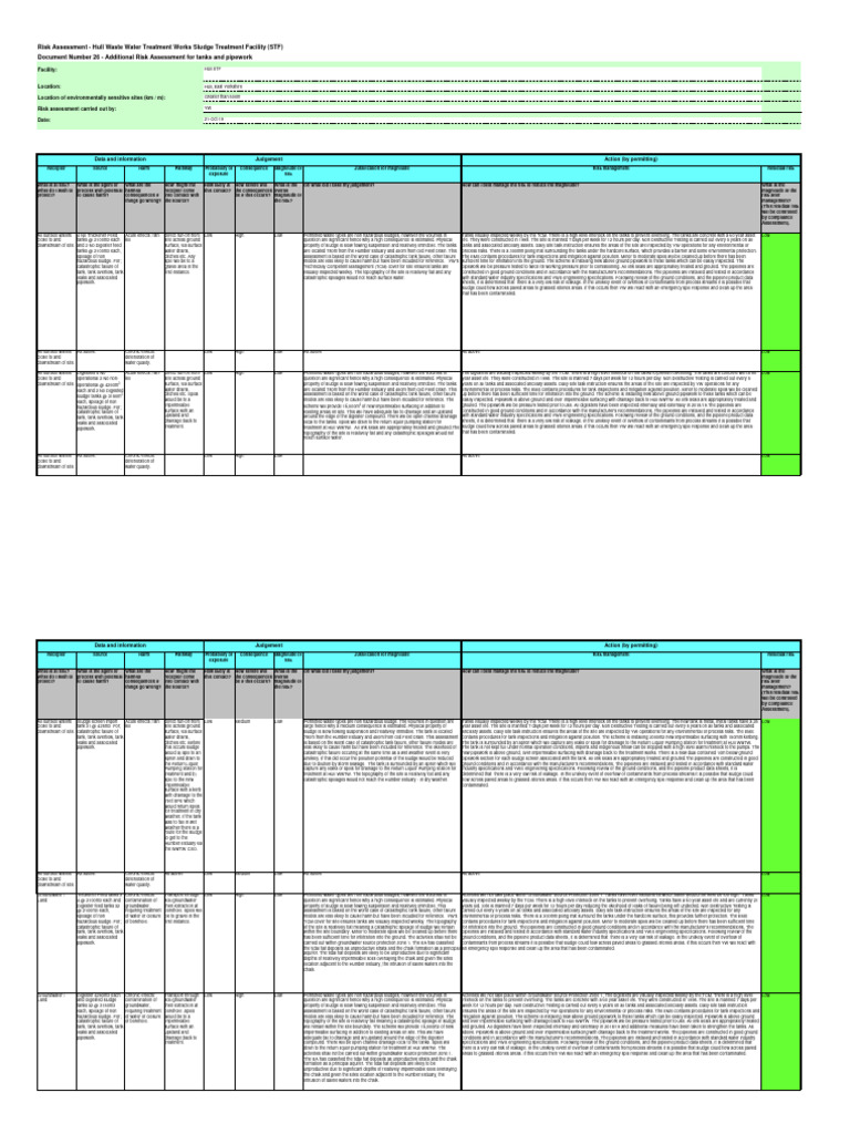 Environmental Risk Assessment For Tanks and Pipework | PDF
