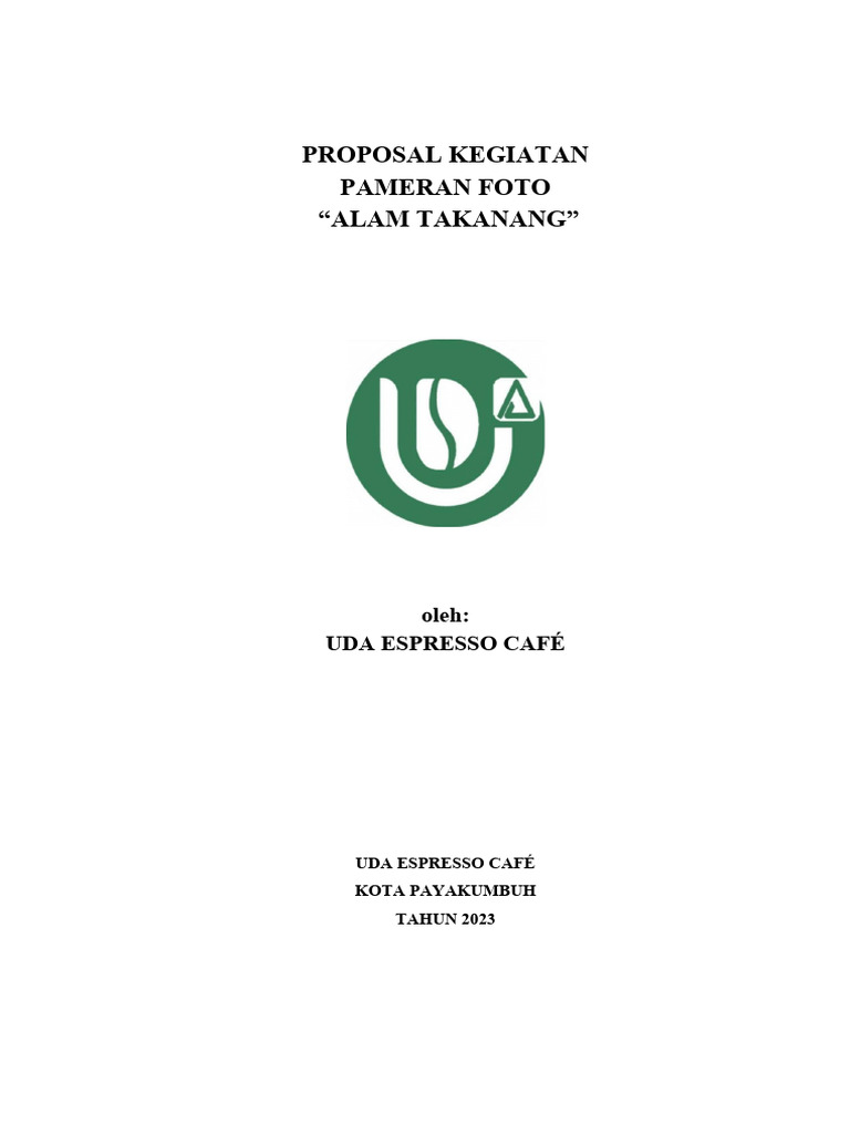 Proposal Kegiatan Pameran - Uda Espresso Cafe NEW | PDF