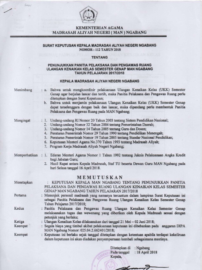 Scan Panitia UKK Genap 2017 - 2018 | PDF