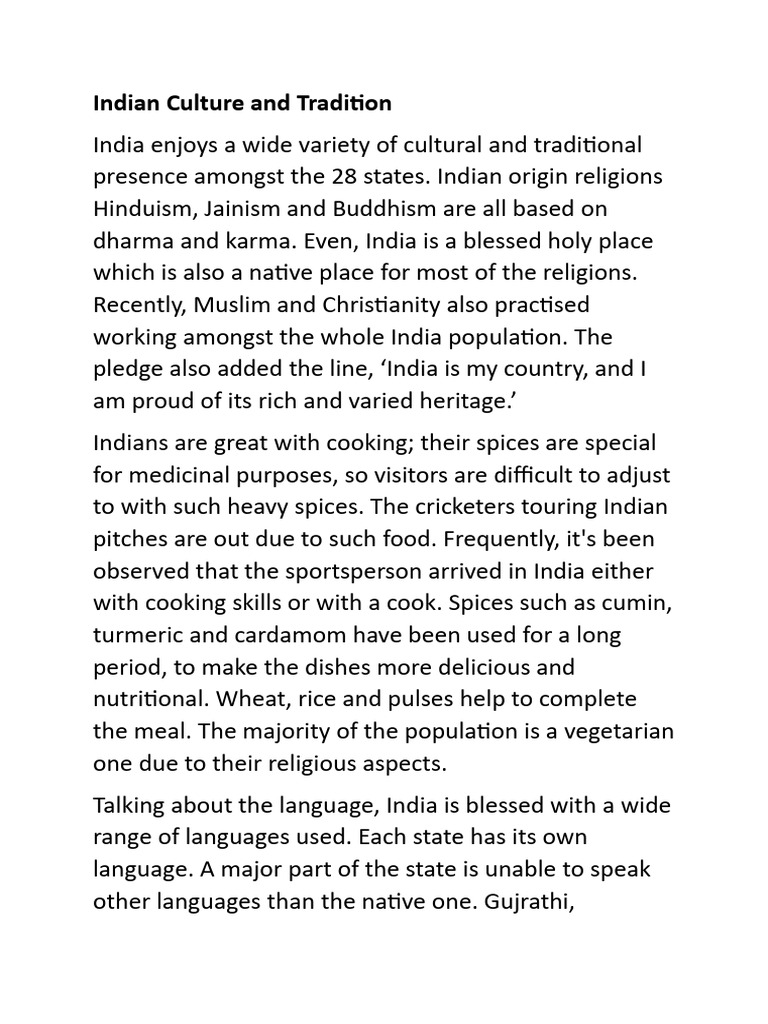 Indian Culture and Tradition | PDF | South Asia