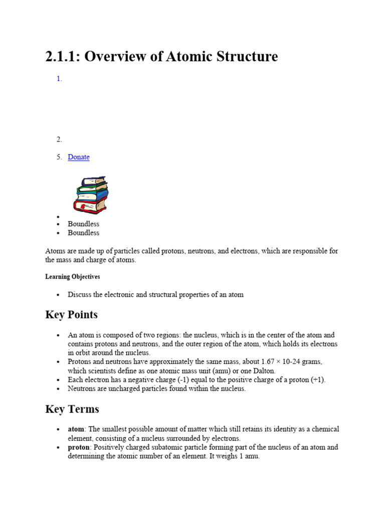 Overview of Atomic Structure | PDF