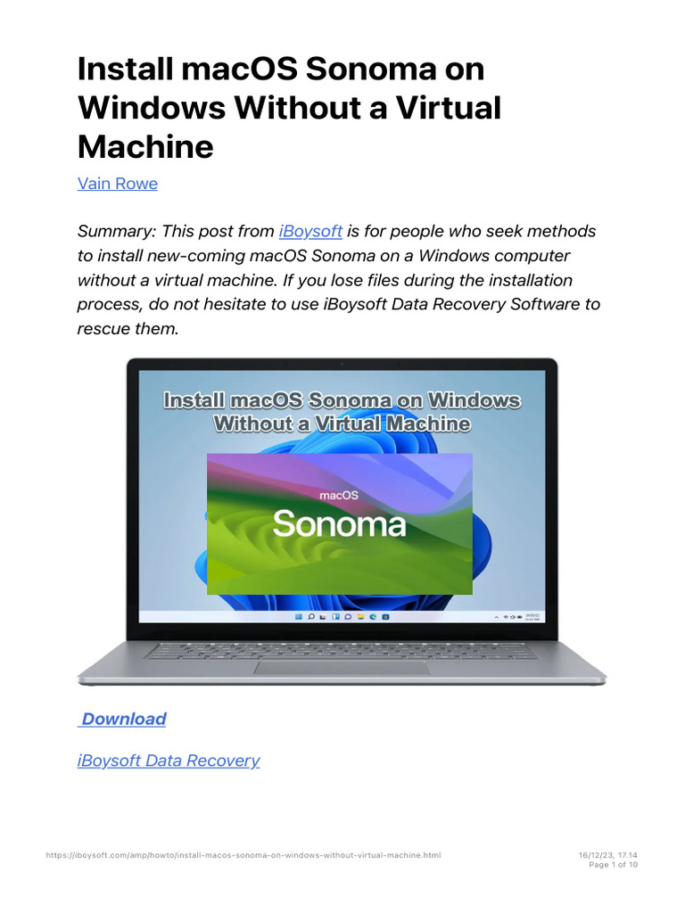 Install macOS Sonoma On Windows Without A Virtual Machine | PDF | Mac Os | Booting