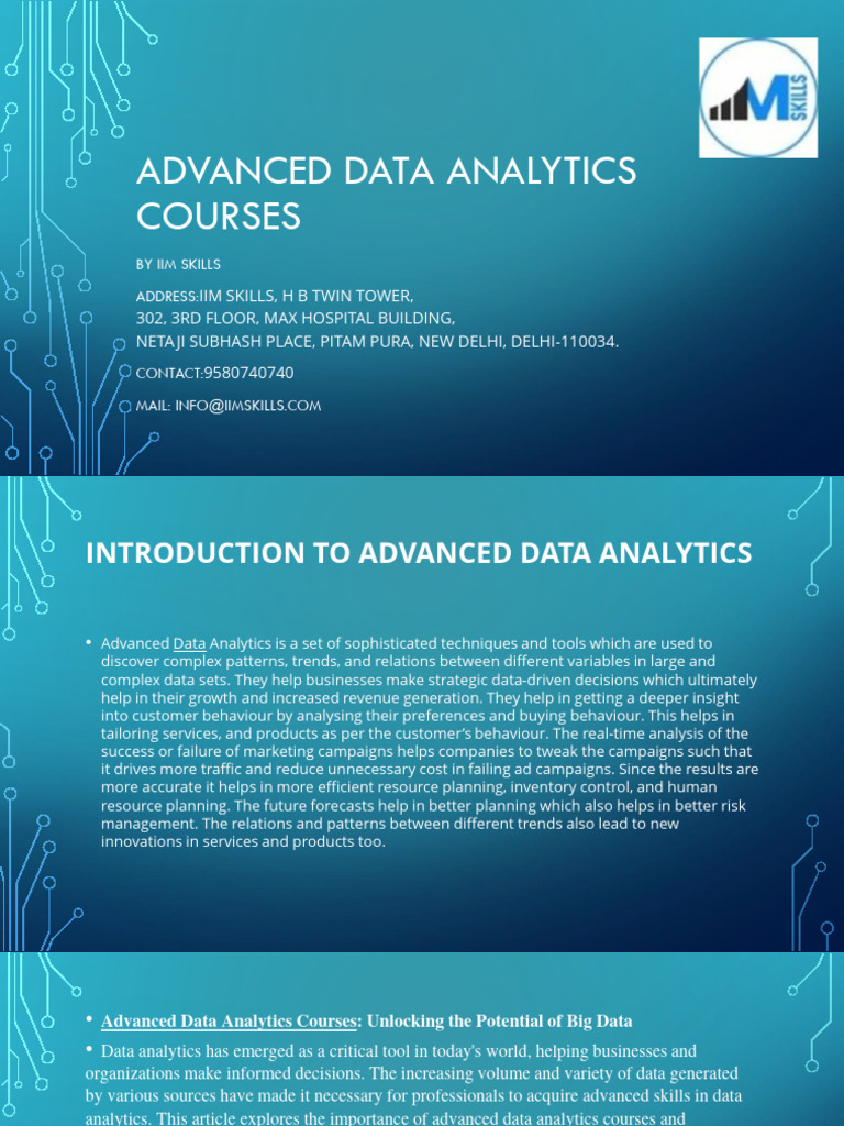 Advanced Data Analytics Courses | PDF | Analytics | Data Science Advanced Data Analytics Courses | PDF | Analytics | Data Science
