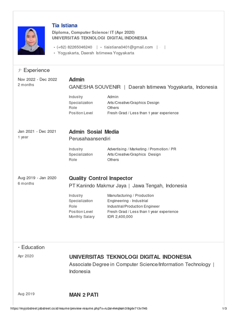 Tia Istiana CV 2 | Download Free PDF | Science | Human Communication
