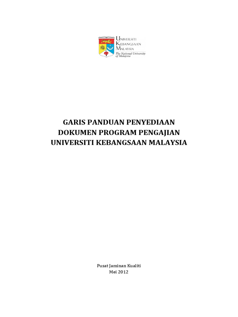 Garis Panduan Penyediaan Dokumen Program Pengajian UKM - Mei 2012 | PDF