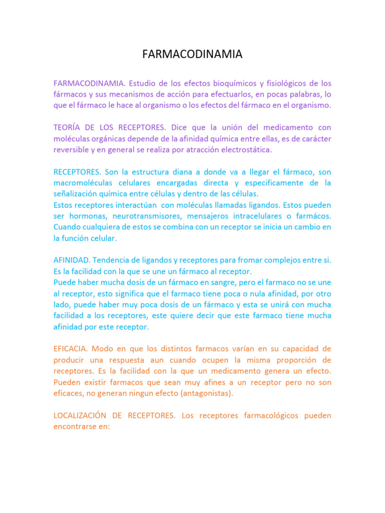 FARMACODINAMIA | PDF | Receptor (Bioquímica) | Receptor Antagonista