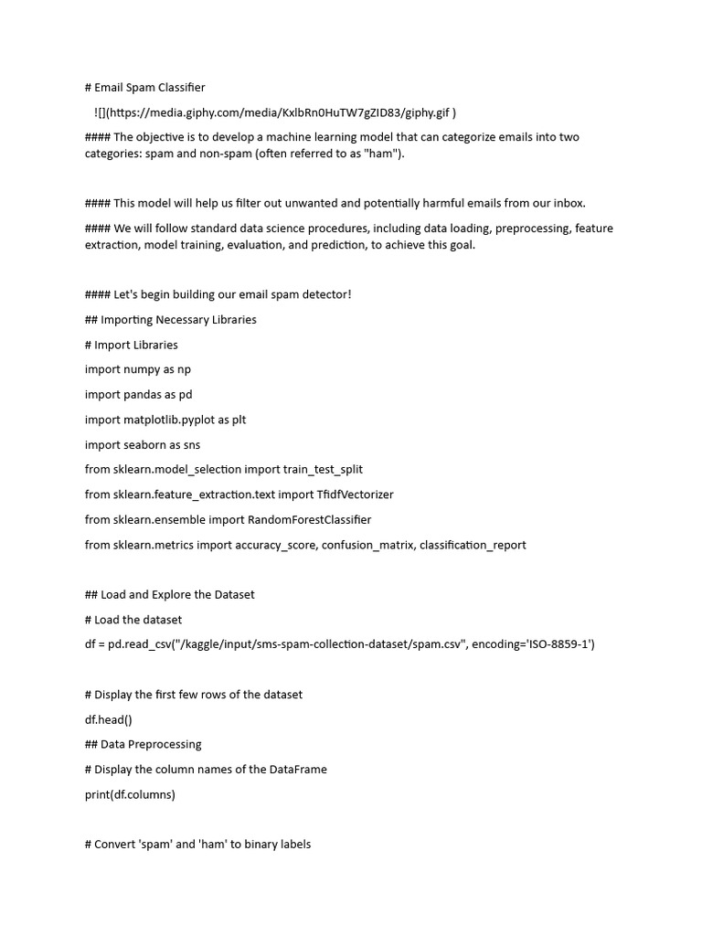 Email Spam Classifier Phase1 | PDF | Statistics | Information Science