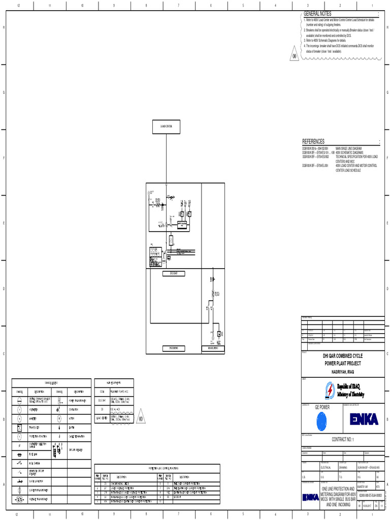 One Line Protection and Metering Diagram For 400v MCCS With Single Bus Bar and One Incoming ...