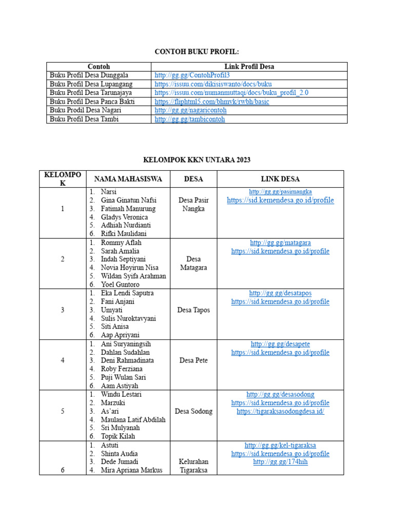 Contoh Buku Profil Dan Pembagian Kelompok | PDF Contoh Buku Profil Dan Pembagian Kelompok | PDF