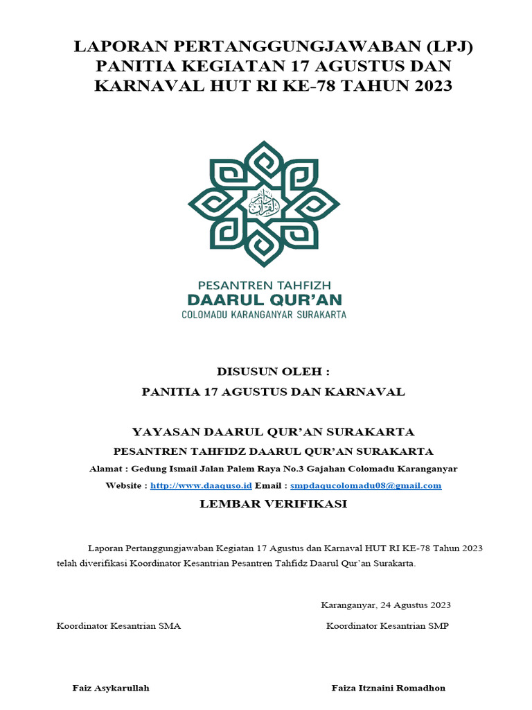 LPJ 17 Agustus Dan Karnaval - Docx New | PDF | Perjalanan | Sains & Matematika