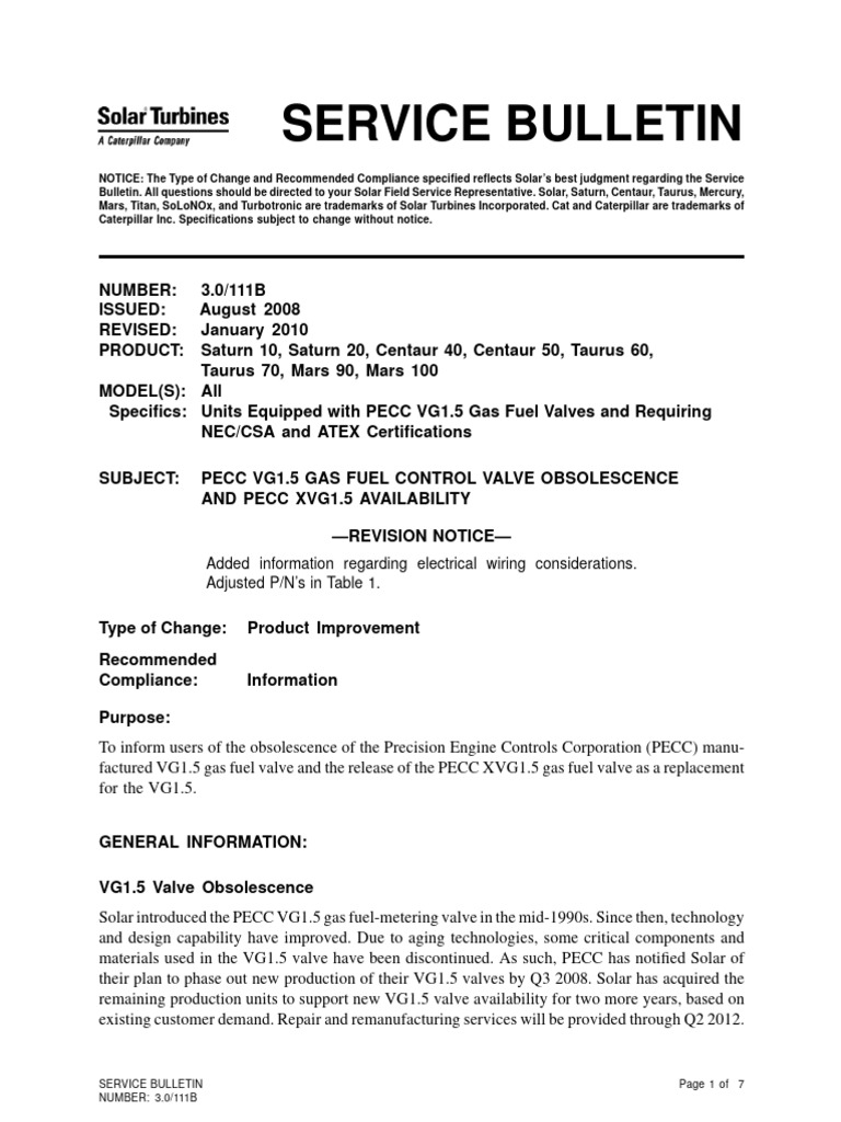 3-0-111b Pecc Vg1.5 Gas Fuel Control Valve Obsolescence | PDF | Valve ...