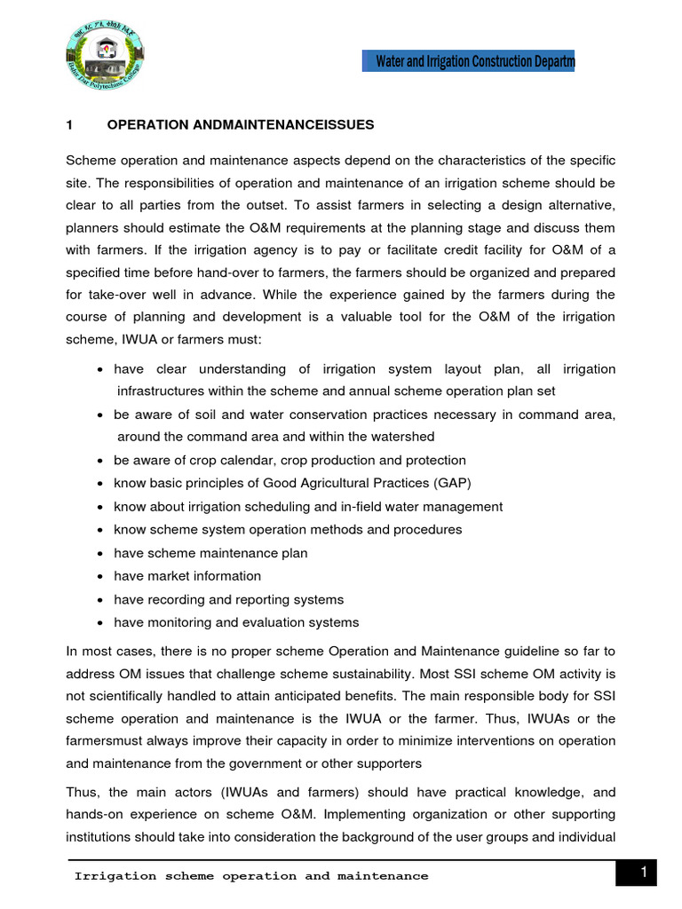 Scheme Operation, Maintenance and Management Ver-6 | PDF | Pump | Dam