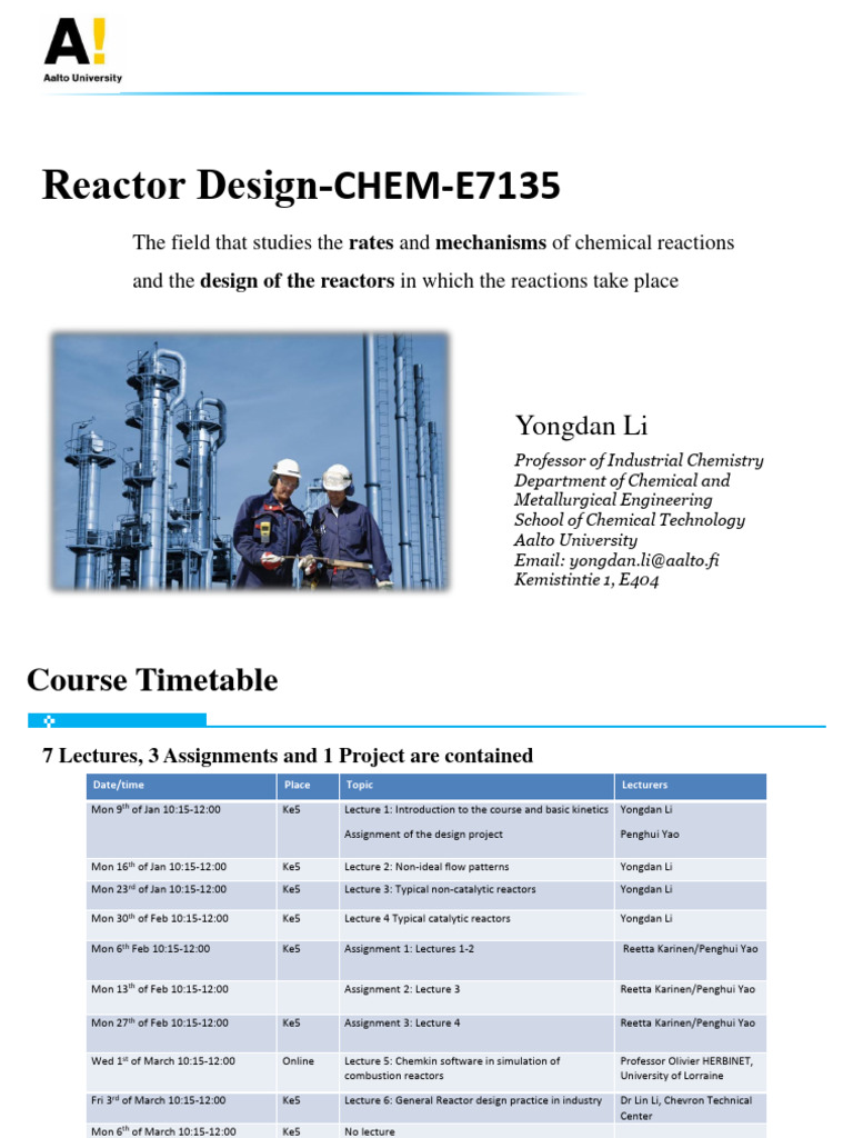 Lecture 1 | PDF | Cracking (Chemistry) | Chemical Reactor