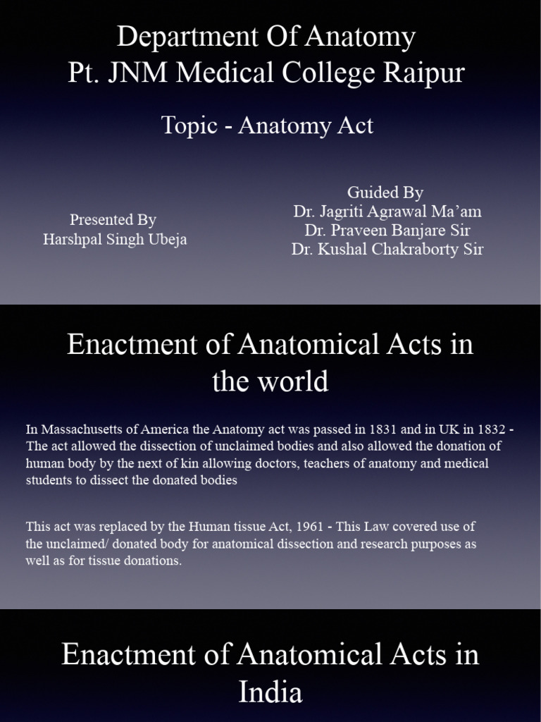 Anatomy Act | PDF | Cadaver | Anatomy