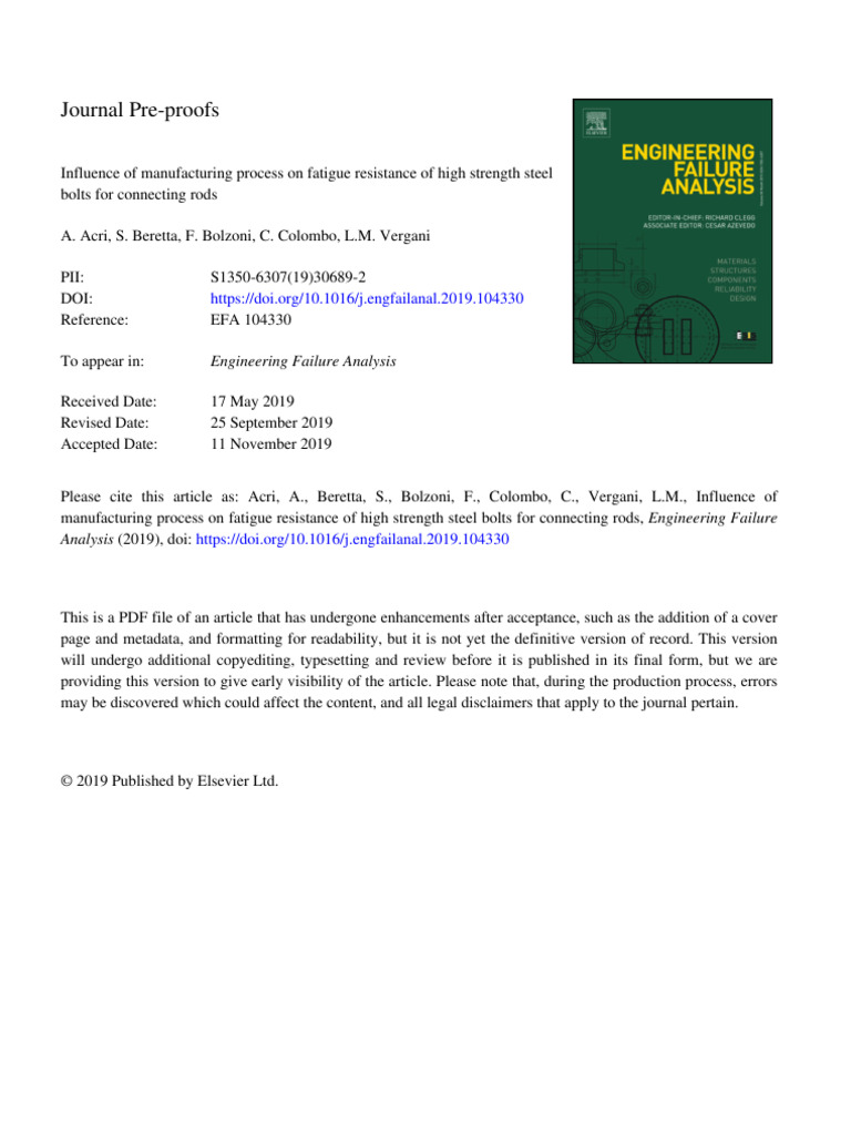 Acri 2019 | PDF | Fracture | Fatigue (Material)