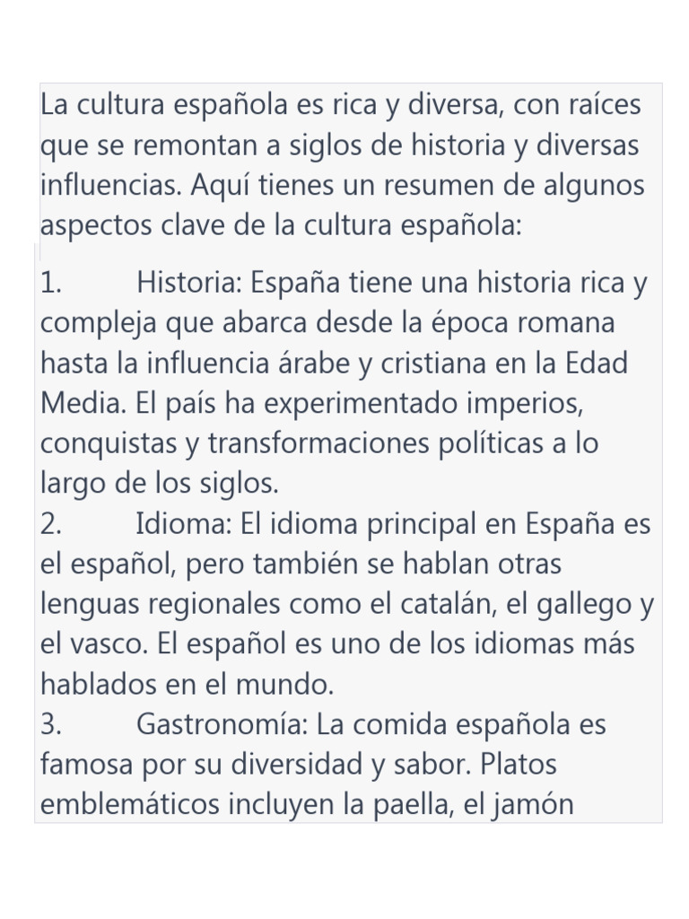 Cultura Española: Historia y Tradición | PDF | España
