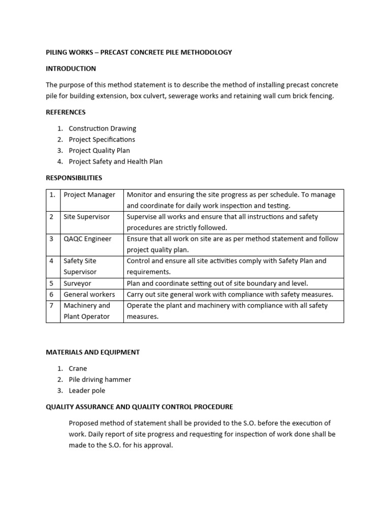 MOS Piling - Precast Concrete Pile | PDF | Deep Foundation | Safety