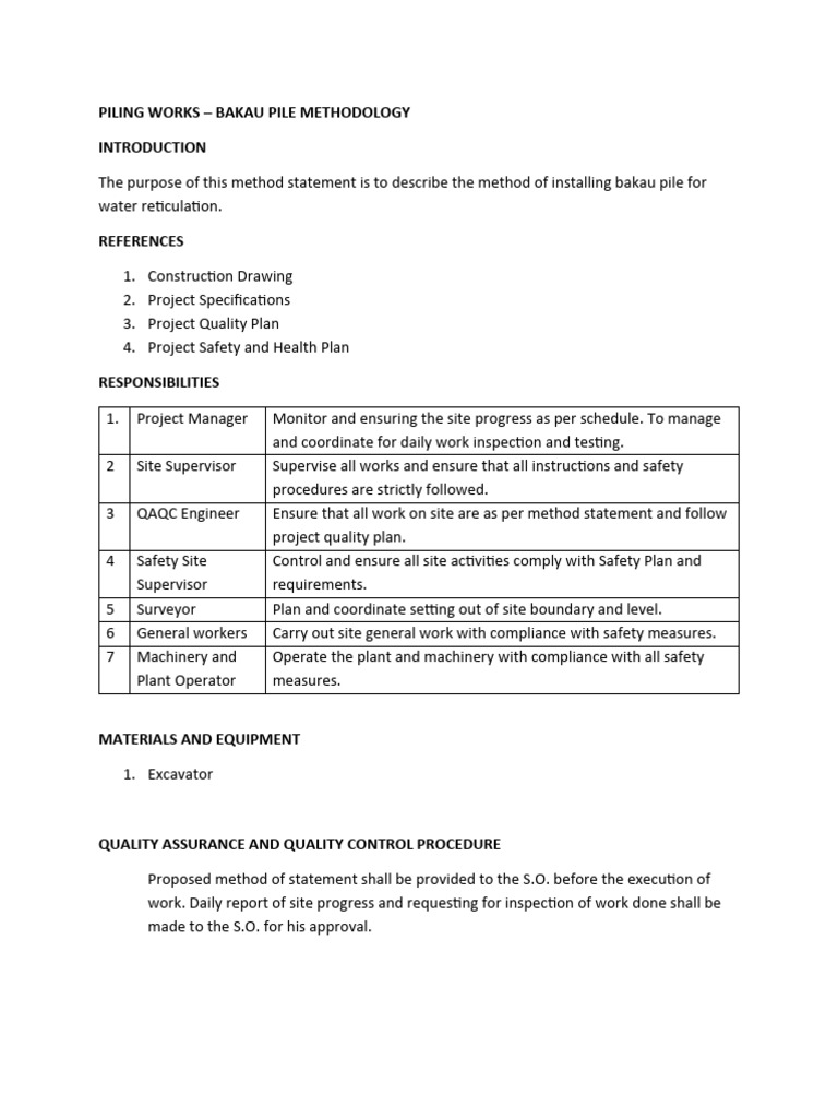 MOS Piling - Bakau Pile | PDF | Safety | Occupational Safety And Health
