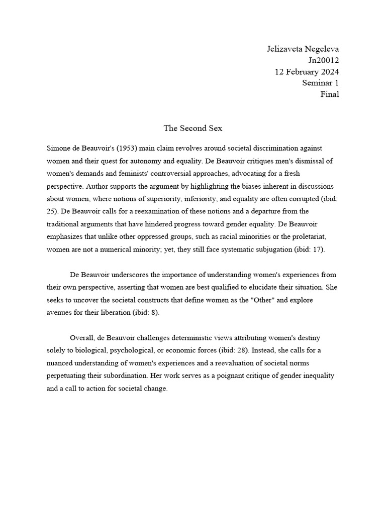 The Second Sex Pdf