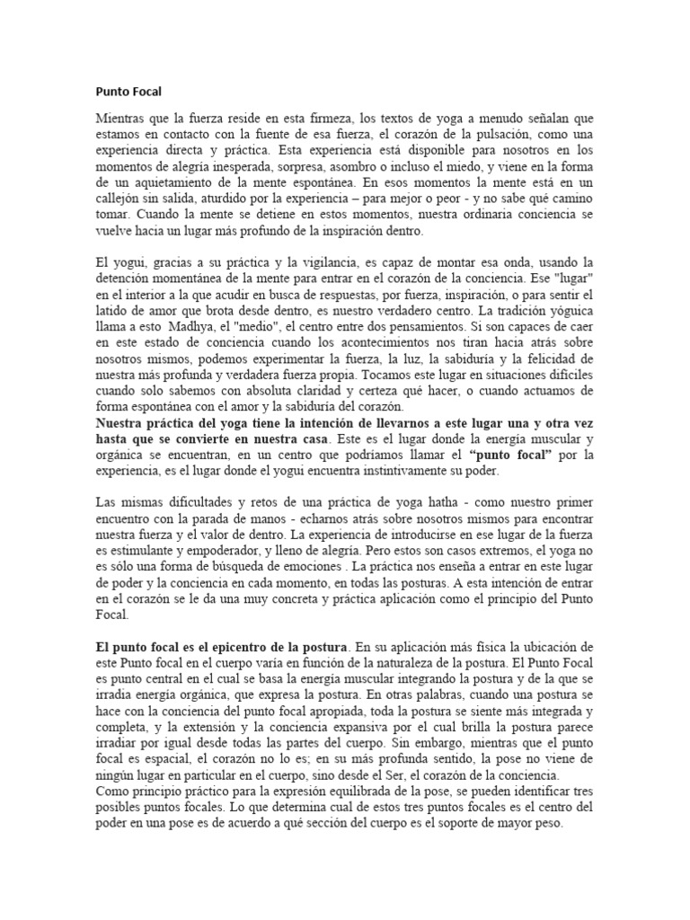 Punto Focal en la Práctica del Yoga | PDF | Yoga | Experiencia