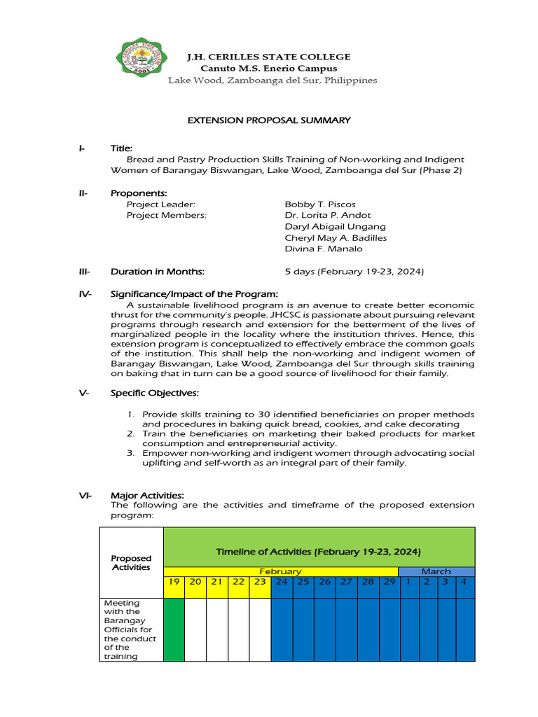 Canuto Extension Proposal | PDF | Chocolate | Cakes