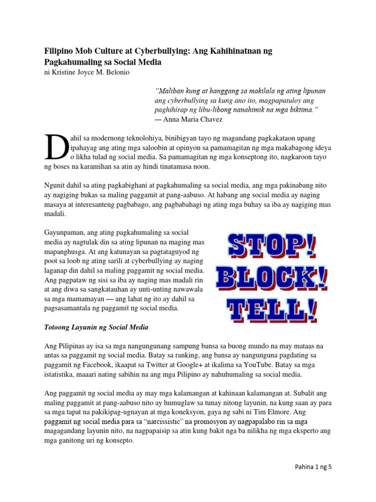 KJMBelonio FilipinoMobCultureCyberbullying | PDF