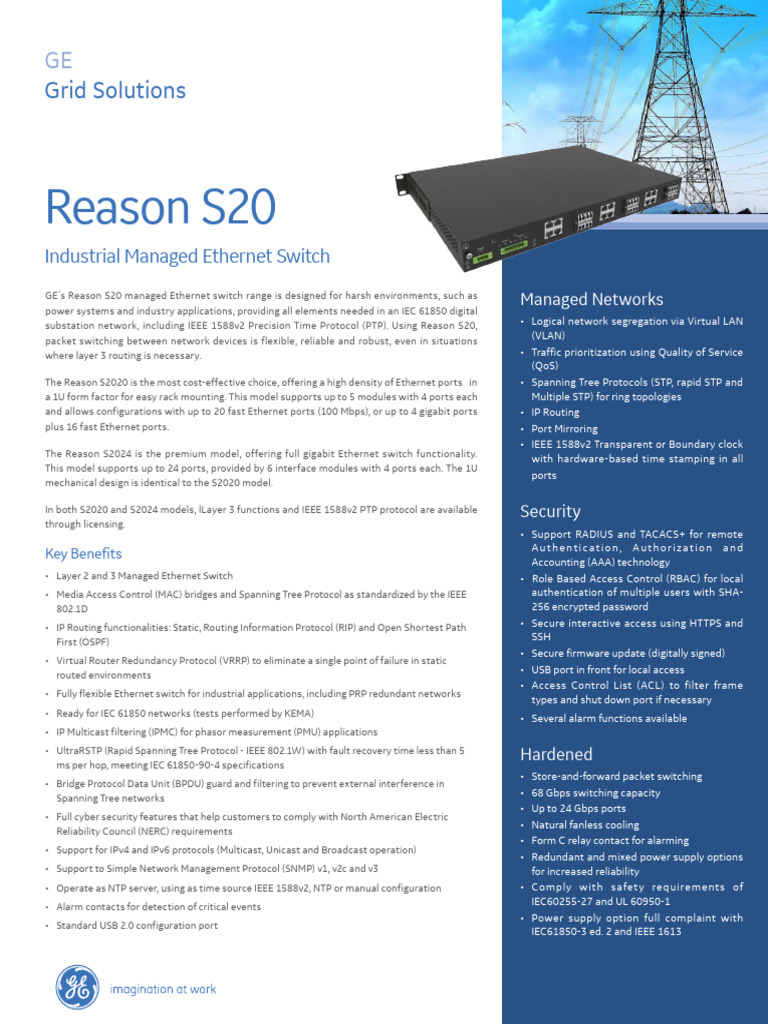 GE Reason S20 Ethernet Switch Overview | PDF | Computer Network ...