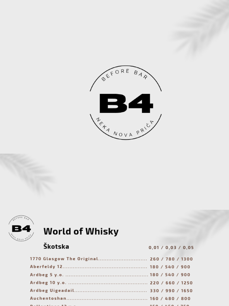 B4 - Bar Karta - Pica | PDF | Whisky | Scotch Whisky