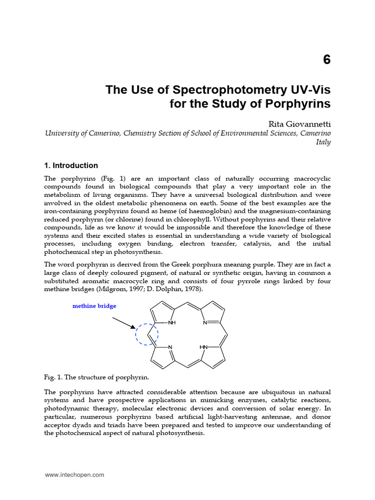 InTech-The Use of Spectrophotometry Uv Vis For The Study of Porphyrins ...