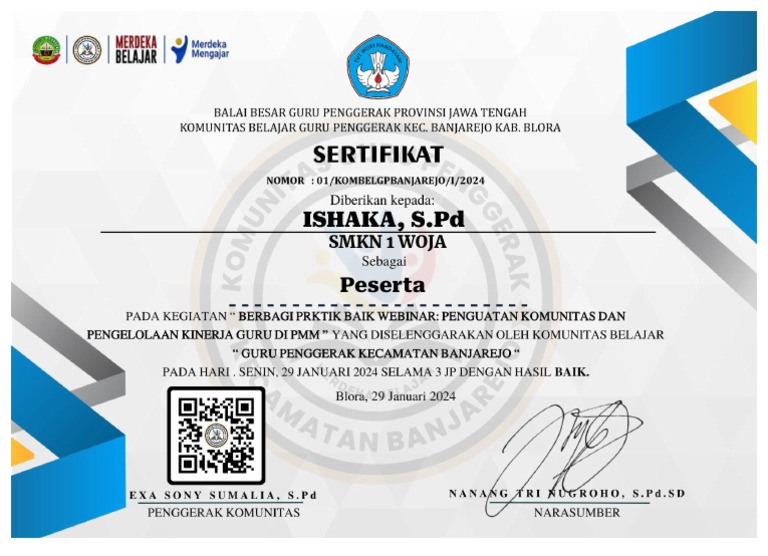 29 Jan SERTIFIKAT KOMBEL Berbagi Praktik Baik | PDF