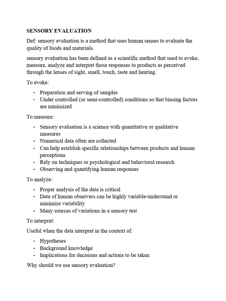 Sensory Evaluation | PDF | Perception | Senses