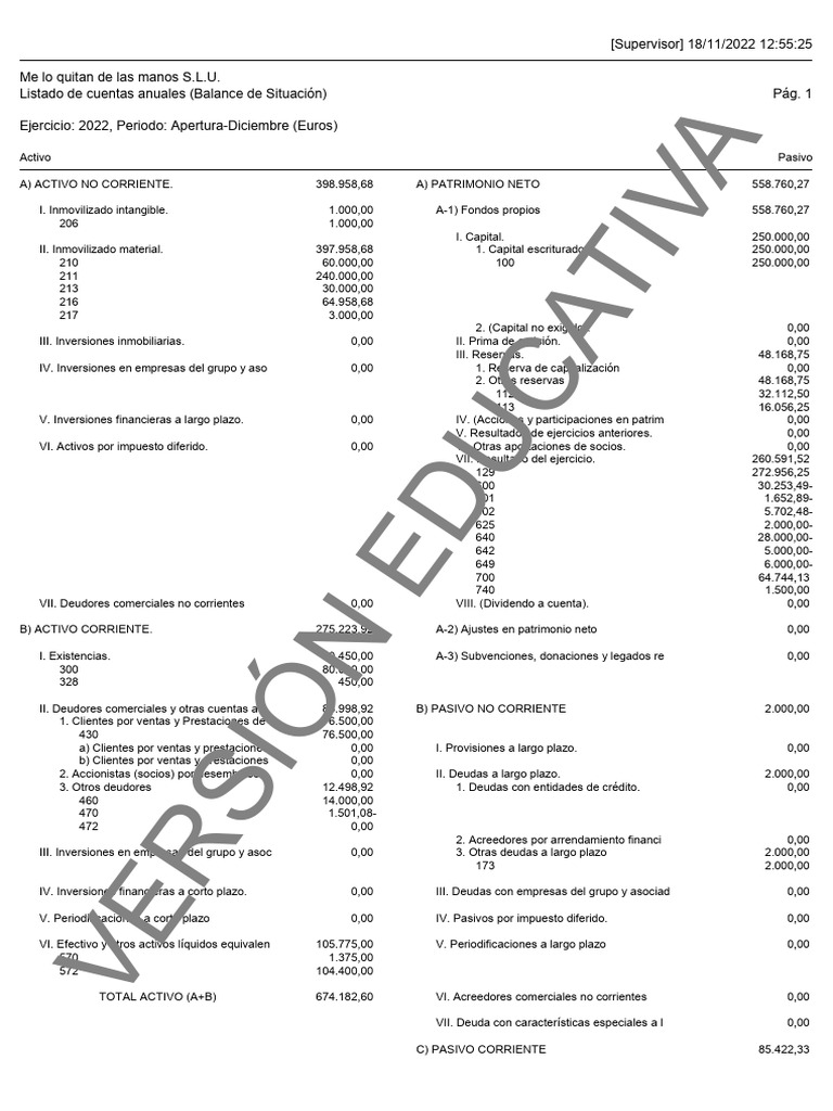 Cuentas Anuales (Balance de Situación) Modelo Simple | PDF | Hoja de ... Cuentas Anuales (Balance de Situación) Modelo Simple | PDF | Hoja de ...