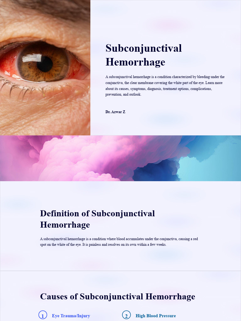 Understanding Subconjunctival Hemorrhage | PDF | Bleeding | Injury