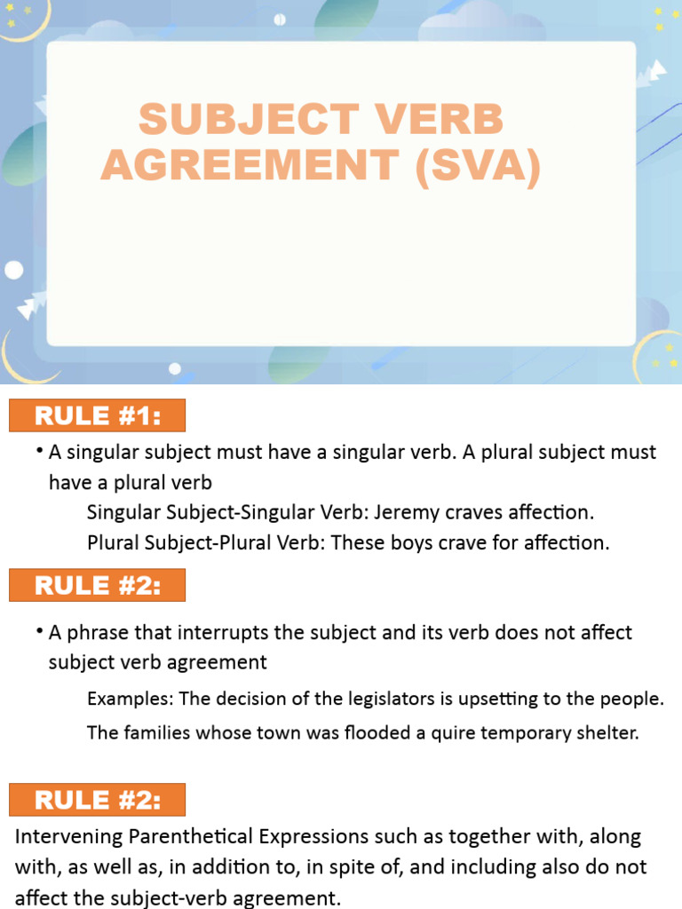 Subject Verb Agreement (Sva) | PDF | Grammatical Number | Plural