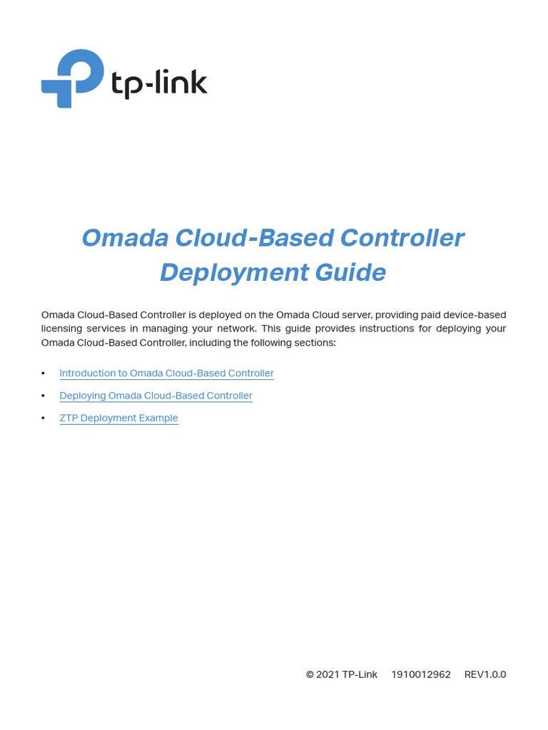 1910012962-Omada Cloud-Based Controller Deployment Guide | Download ...