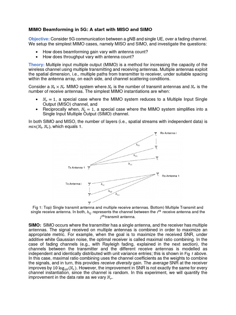 Simulation Study MIMO Beamforming MISO SIMO | Download Free PDF | Mimo ...