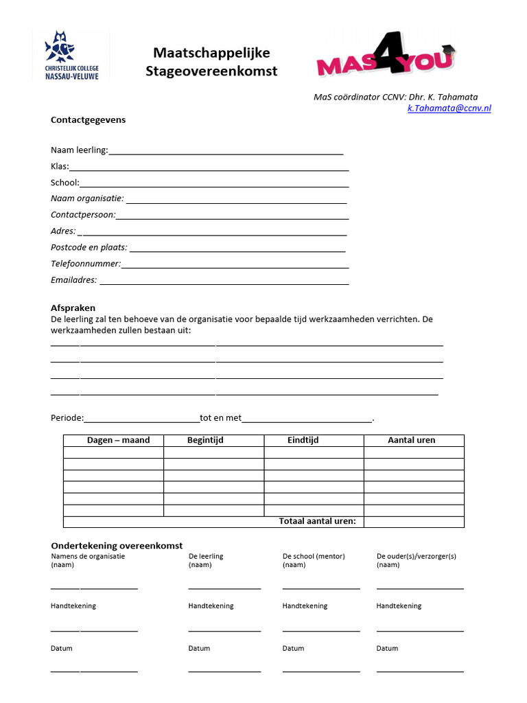 Maatschappelijke Stageovereenkomst 2122 | PDF