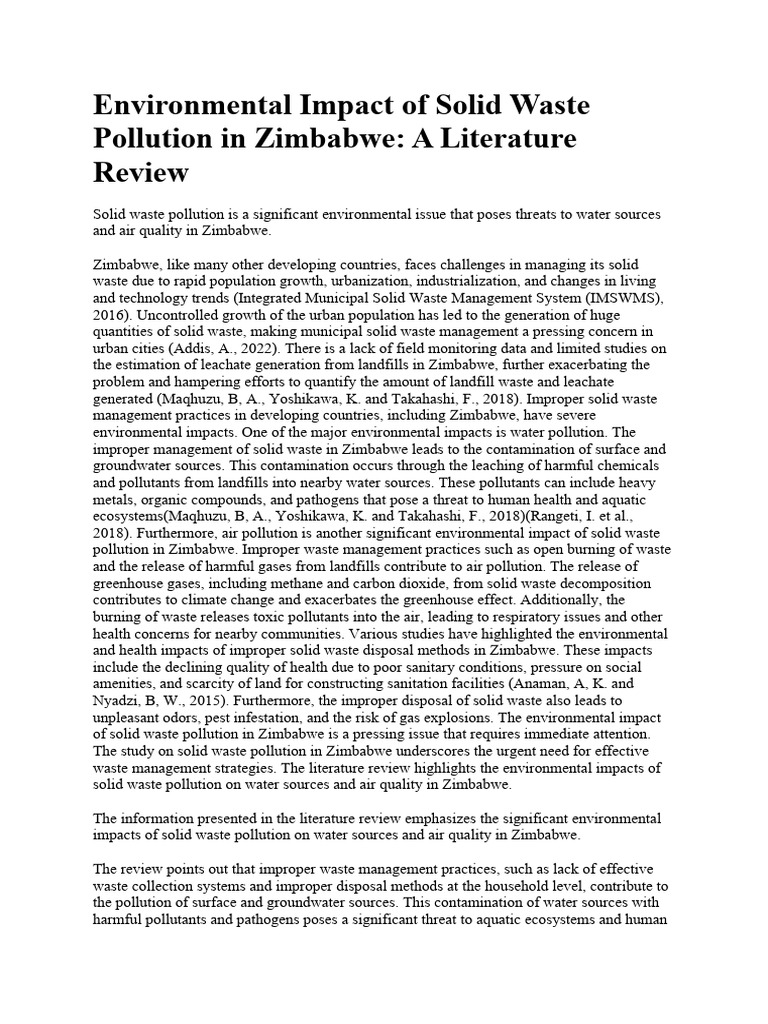 Land Pollution Effects in Zimbabwe | PDF | Waste | Municipal Solid Waste