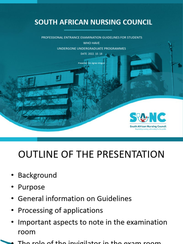 3.1 SANC Presentation On Professional Entrance Examination Guidelines ...