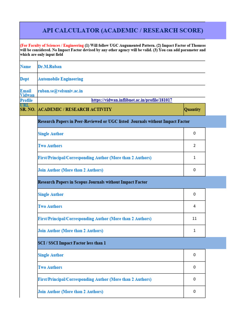 Ruban API Calculator | PDF