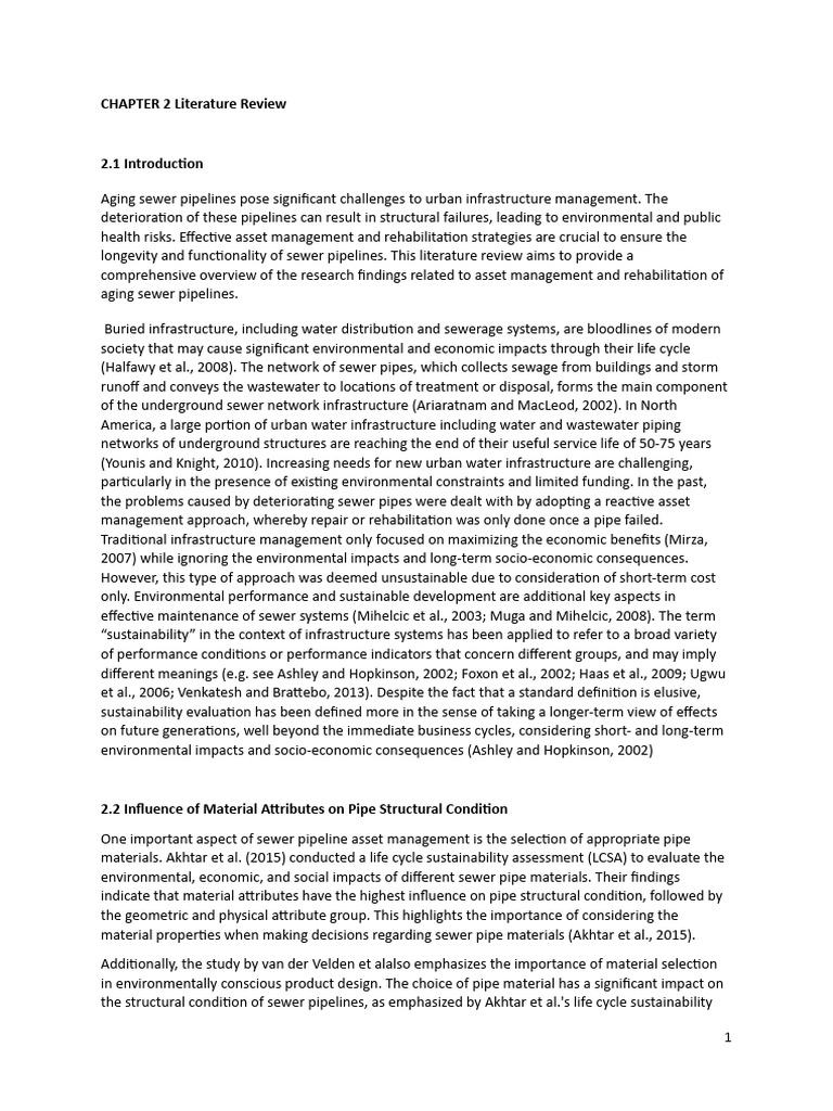 CHAPTER 2 Literature Review | PDF | Sewerage | Infrastructure